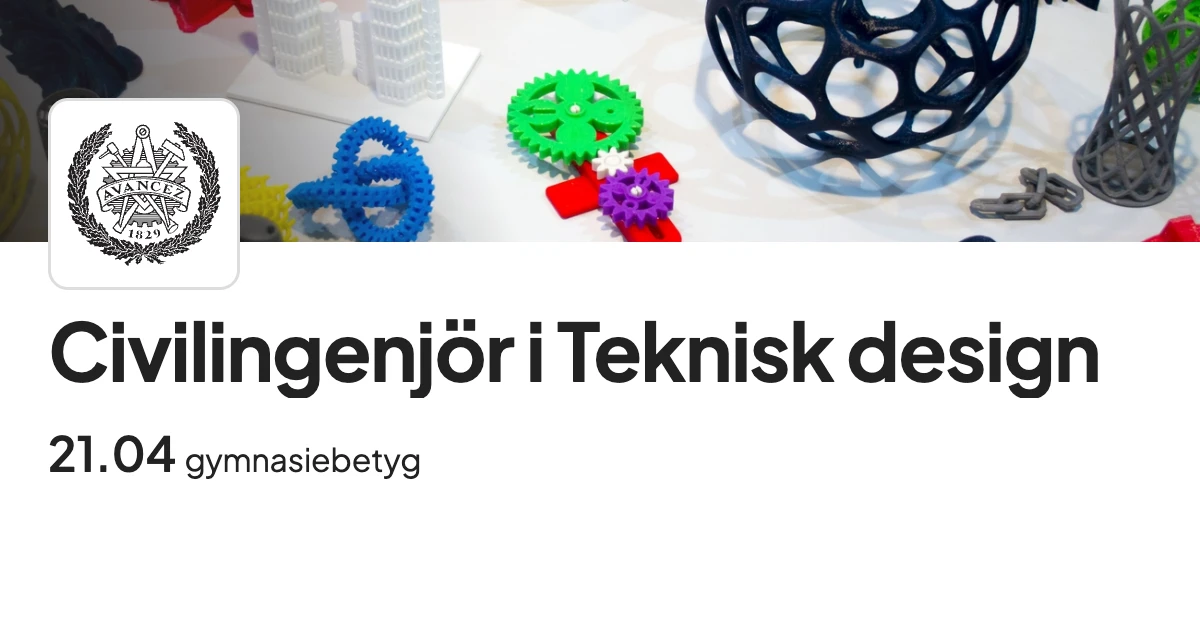 Civilingenjör i Teknisk design Chalmers - Antagningspoäng