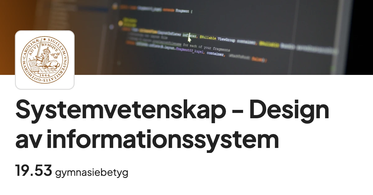 Systemvetenskap - Design av informationssystem Lund - Antagningspoäng