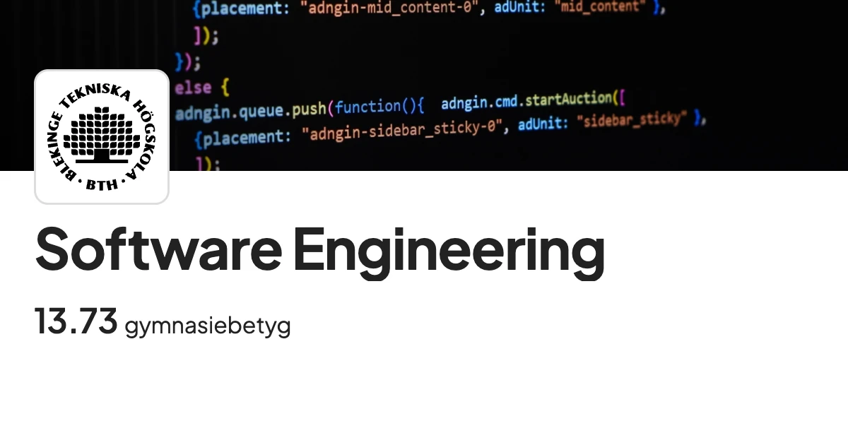 Software Engineering Blekinge - Antagningspoäng