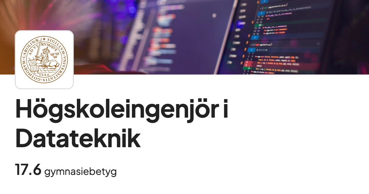 Högskoleingenjör i Datateknik LTH - Antagningspoäng
